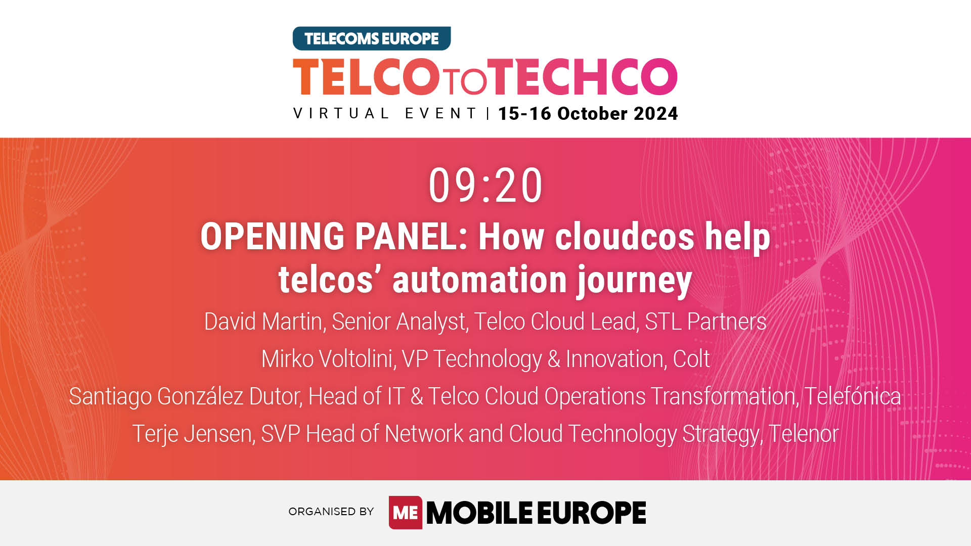 Telco to Techco - October 2024 | PANEL: How cloudcos help telcos’ automation journey - Mobile Europe